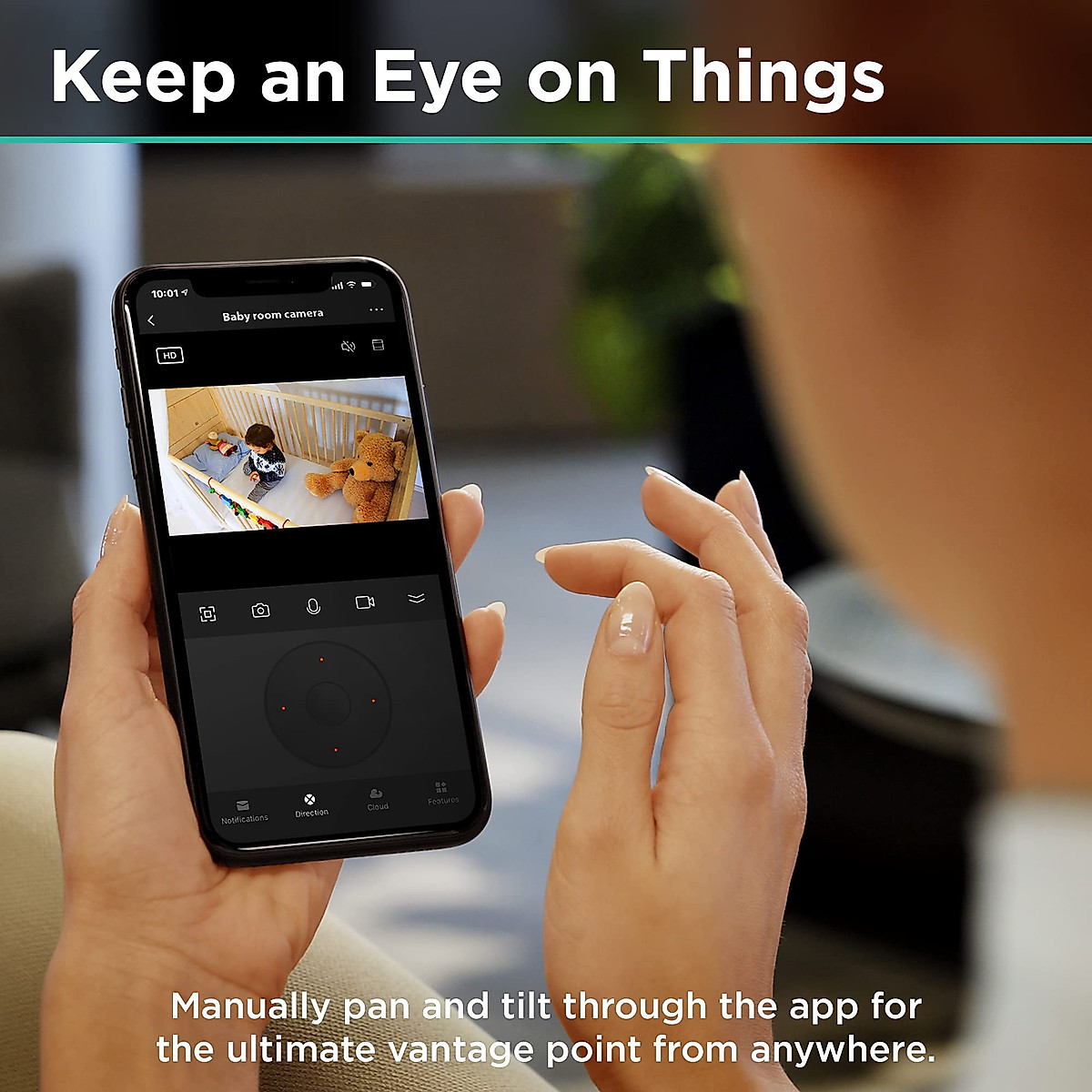 iHome Roto Smart Indoor WiFi Auto-Tracking Security Camera, Home Surveillance Cameras with 2-Way Audio, Night Vision, and Motion Alerts, 1080p HD, 2 Pack