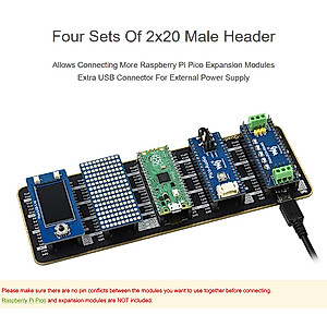 Quad GPIO Expander for Raspberry Pi Pico for Connecting More Expansion Modules Four Sets of Male Headers USB-Powered Support @XYGStudy (Pico-Quad-Expander)