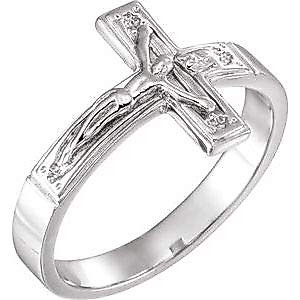 Diamond2Deal 925 Sterling Silver Crucifix Cross Ring Size 8