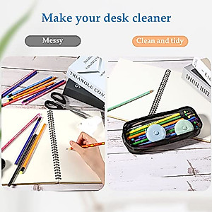 Cindeer 12 Pcs Clear PVC Pencil Bags with Zipper Pencil Pouch Clear Pencil Box Travel Toiletries Bag Makeup Bags Large Capacity Pencil Bag for Office Stationery Travel Storage (Black)