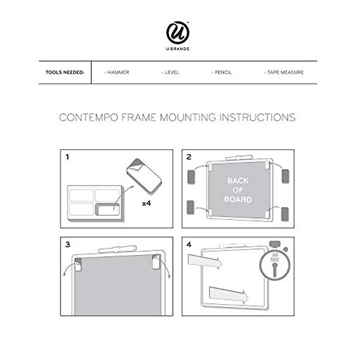 U Brands MOD Cork Bulletin Board, 16 x 20 Inches, Black and Grey Frame (390U00-01)