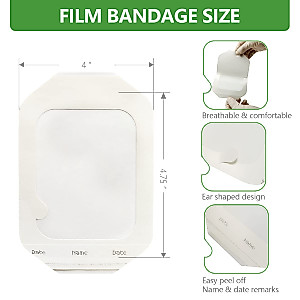 Transparent Film Dressing 4'' x 4.75'', 50 Packs, Waterproof Wound Cover Bandage, Post Surgical Shower or Tattoo Aftercare Bandage, IV Shield, Transparent Adhesive Patch