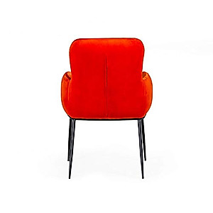 HAINEW Dining Chair Accent Chair, Modrest Frisco Mid-Century Orange Velvet Dining Chair, Modern Creative Chair for Home and Outside, W22 xD25.8 xH31.7, Orange