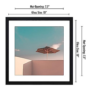 Americanflat 10x10 Picture Frame in Black - Thin Border 8x8 Picture Frame with Mat or 10x10 Frame Without Mat - Shatter Resistant Glass - Horizontal and Vertical Formats for Wall and Tabletop