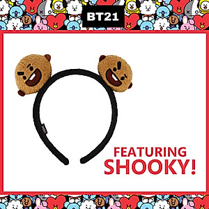 BT21 LINE FRIENDS 3D Plush Embroidered Womens Headband, SHOOKY, One Size