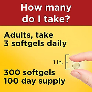 Nature Made Omega 3 Fish Oil Pearls 550 mg per serving, Small Size Fish Oil Supplements as Ethyl Esters, Omega 3 Supplement for Healthy Heart Support, 300 Softgels, 100 Day Supply