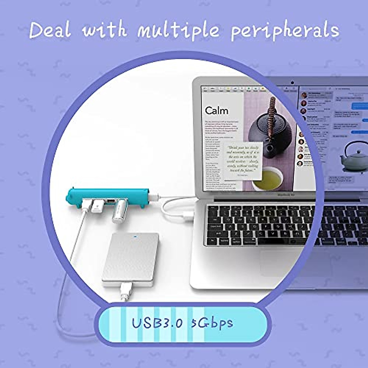 SHYPT 4 in 1 Cute Pet-Shape HUB for MAC Notebook Aluminum Alloy Silicone 100cm Detached Data Cable (Color : Pink)