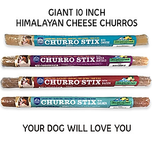 yaky Churro Himalayan Cheese Treats | Lactose Free - Gluten Free - Grain Free | USA Made | for All Breeds | 1 x 10 inch Churro | Real Himalayan Cheese Churro