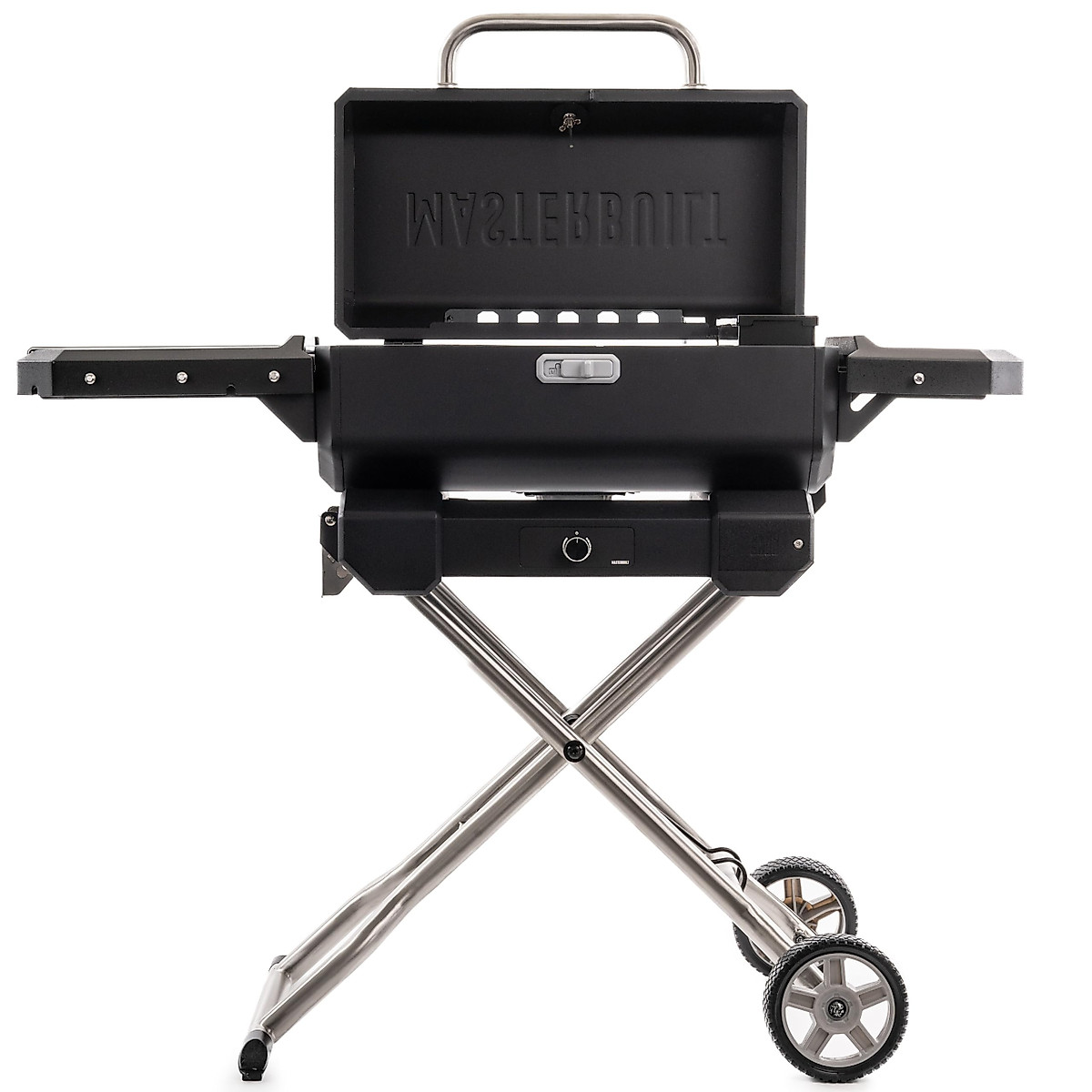Masterbuilt® Electric Portable Charcoal Grill and Smoker with SteadyTemp Analog Temperature Control, Collapsible Cart and 200 Cooking Square Inches in Black, Model MB20040722
