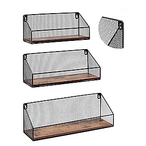 Hoikwo 3 Pack Mesh Wall Floating Shelves, for Bathroom Laundry Room Bedroom Living Room Kitchen and Office