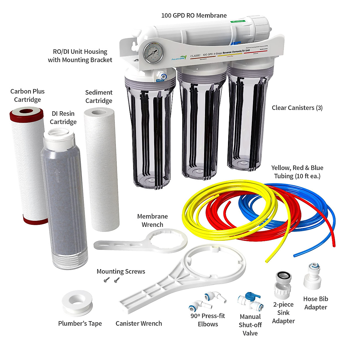 AQUATICLIFE 4-Stage RO/DI Water Filtration System