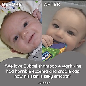 Bubbsi Creamy Coconut Oil Baby Shampoo & Wash | Light Natural Scent | Won't irritate eyes | Organic Coconut Oil + Shea | Gentle, Sulfate-free, Nourishing | Cradle Cap, Eczema (Refillable bottle, 8oz)