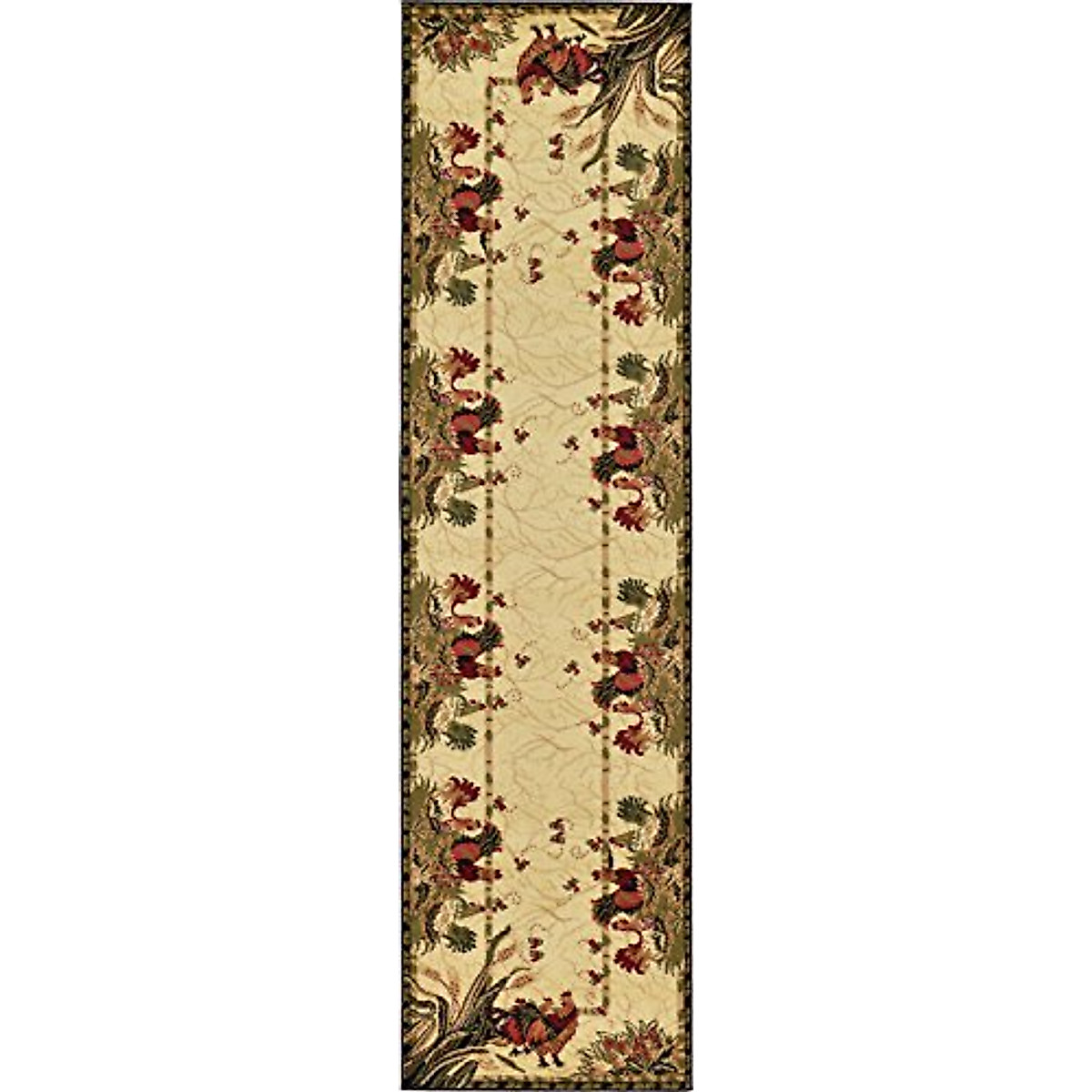 Unique Loom Barnyard Collection Area Rug - Farm (2' 7" x 10' Runner, Cream/ Black)