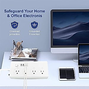 XENON Power Strips 40W, Surge Protector with 4 AC Outlets and USB A (QC 18W) + USB C (PD 40W), USB C Fast Charging, 5Ft Extension Cord, Overload Protection, for Home, Office, Travel