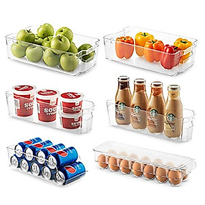 Set Of 8 Refrigerator Pantry Organizer Bins - Clear Food Storage Baskets for Kitchen, Countertops, Cabinets, Fridge, Freezer, Bedrooms, Bathrooms - Stackable Plastic Household Storage Containers
