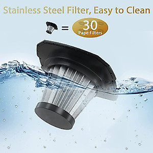 KOHUIJOO Cordless Handheld Vacuum Cleaner, Car Vacuum Cleaner Cordless, Dust Busters Cordless Rechargeable Small Portable Cordless USB Handheld Vacuum for Home and Car Cleaning with LED Light Gray