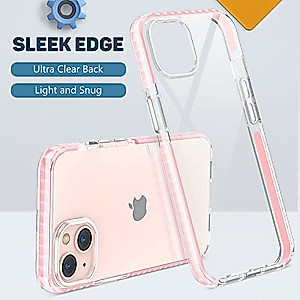 MATEPROX Compatible with iPhone 13 case Clear Thin Slim Crystal Transparent Cover Shockproof Bumper Case for iPhone 13 6.1" 2021(Pink)