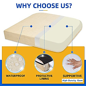 SECLATO Chair Cushions for Dining Chairs, 17 x 16 x 2 Inches, Memory Foam, Set of 4 - Khaki