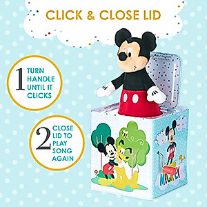 KIDS PREFERRED Disney Baby Mickey Mouse Jack in The Box Musical Toys for Babies and Toddlers, Plays “The Mickey Mouse March” Mickey Springs Out from A Colorful Box