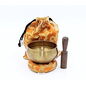 Tibetan Hand Hammered Singing Bowl-For Meditation, Yoga, Sound Therapy, Spiritual Healing, Prayer, Mind and Body Relaxation (3") (Orange)