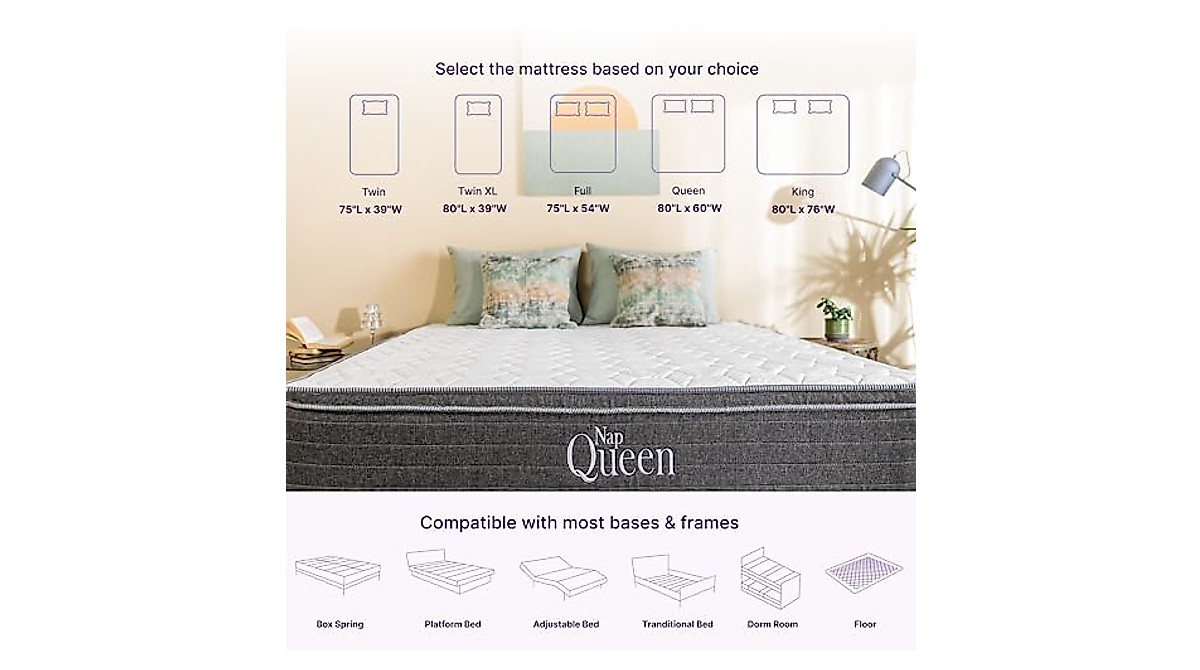 NapQueen 10 Inch Victoria Hybrid Mattress - Cooling Gel Comfort