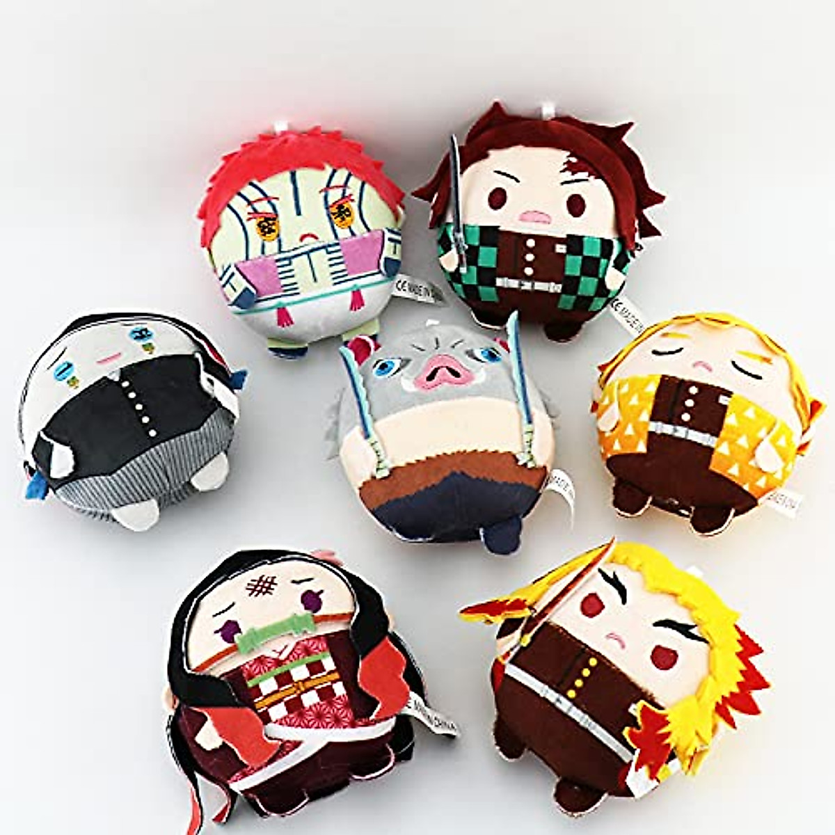 ZIFUNMUR Anime Plush Doll Toy Tanjirou Nezuko Stuffed Plushie Figures Keychain Decoration Kids Gifts Halloween Cosplay Props (Hashibira Inosuke, 10cm /3.94inch)