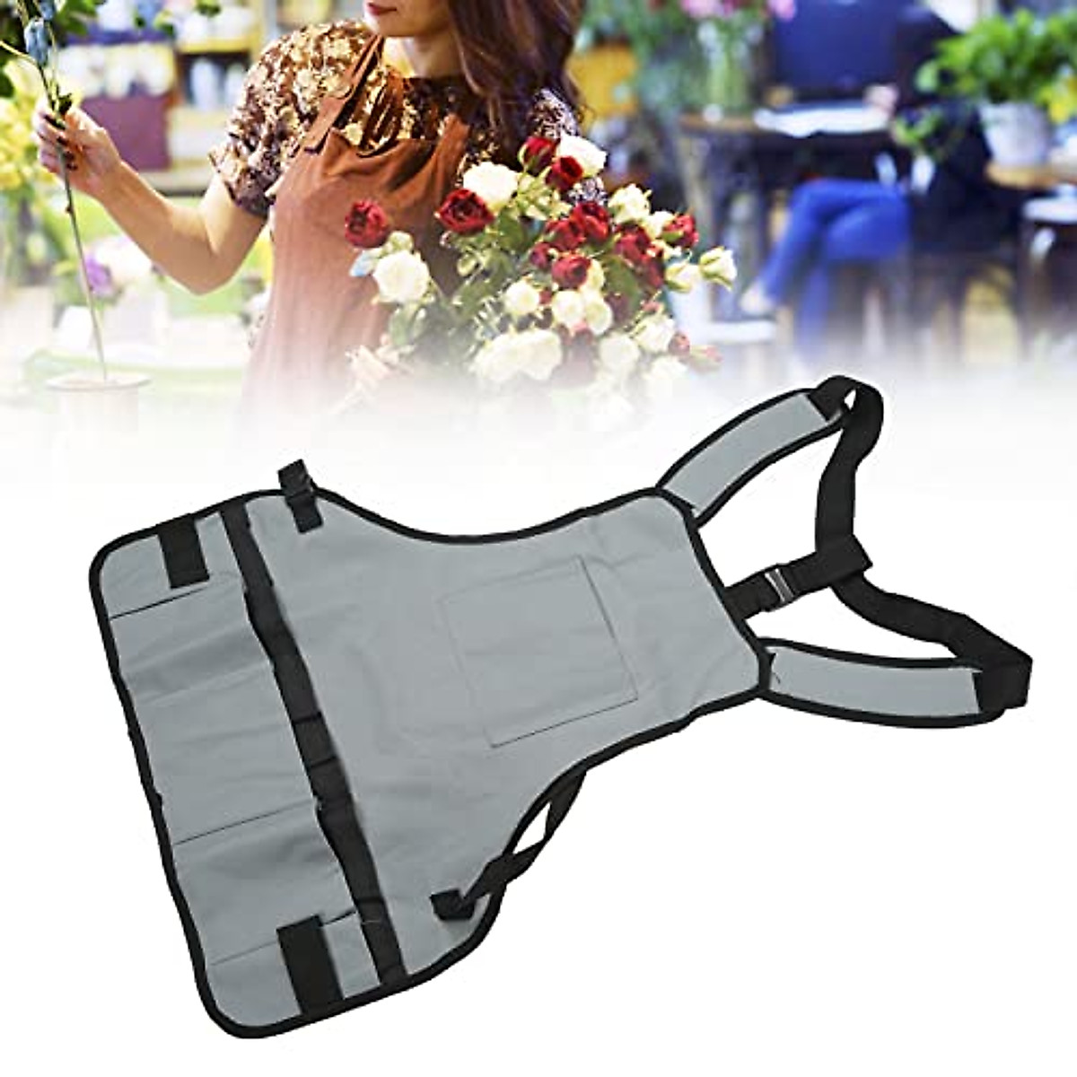 ENTHUSRI Garden Apron Oxford with Pockets Cloth Reusable Outdoor Barbecue BBQ Grill Apron for Men Women Gray