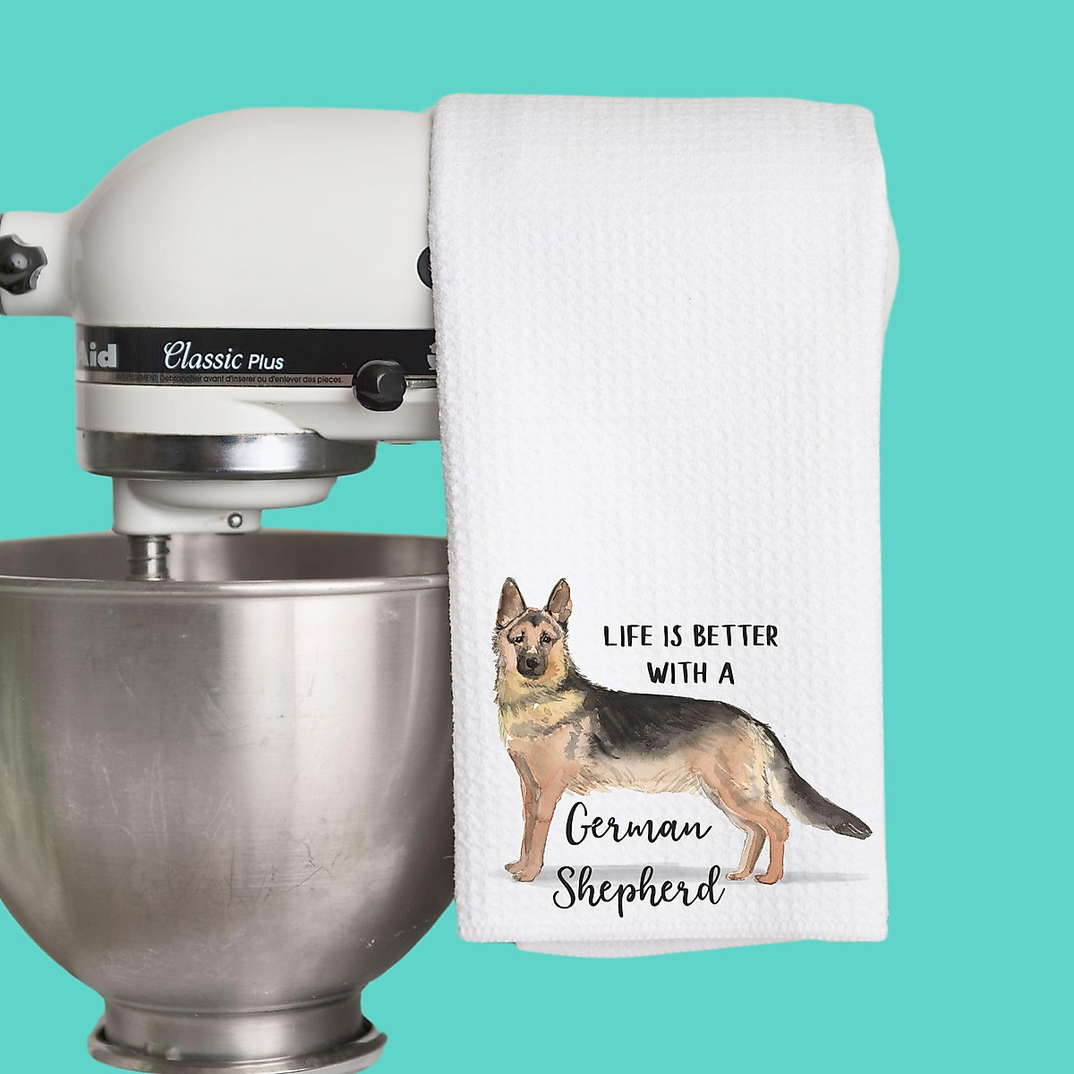 Watercolor Life is Better with a German Shepherd Microfiber Kitchen Tea Bar Towel Gift for Animal Dog Lover