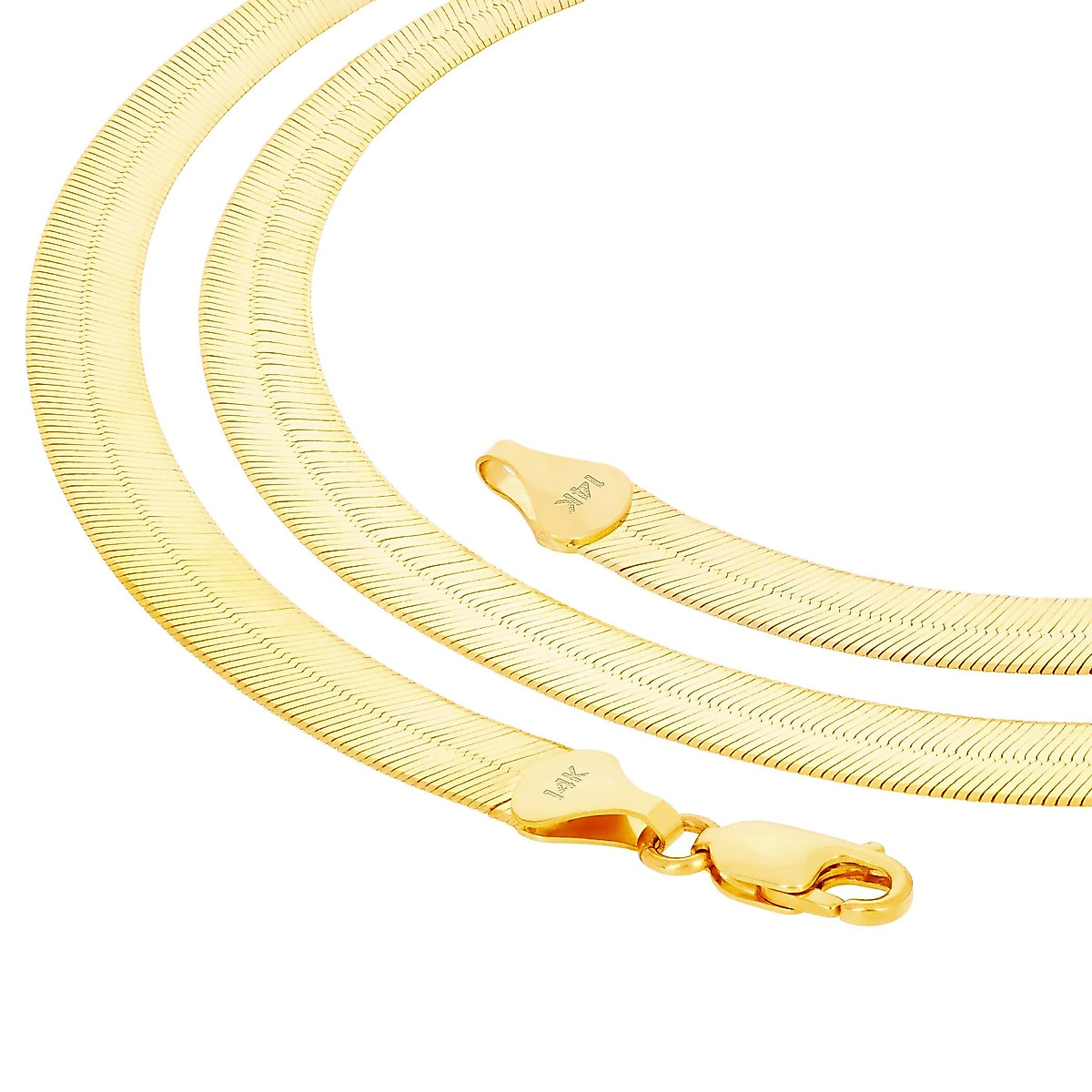 Nuragold 14k Yellow Gold 3mm Solid Herringbone Silky Flexible Chain Womens Necklace 14" 16" 18" 20" 22" 24"