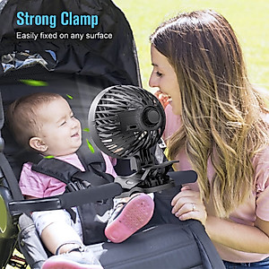 BESKAR Clip on Fan - 5000mAh Battery Rechargeable with CVT Speeds and Strong Airflow, Adjustable Tilt, Personal Quiet Fan for Office Stroller Outdoor - Portable Small Desk Fan