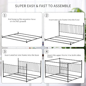 Hanging File Folder Frame Letter/Legal Size, File Cabinet Organizer,Hanging File Folders Holder, Heavy Duty Desk Filing Box Inserts for Office, Home Use,Fast Assembly, Easily Moving (Black)