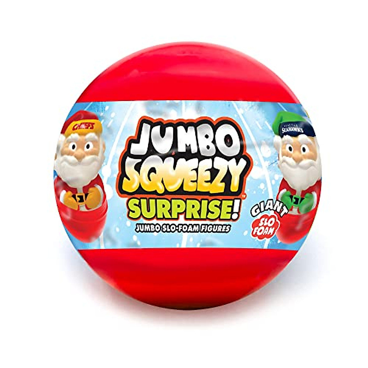 Party Animal Jumbo Santa Squeezy Surprise! One (1) Giant Capsule SqueezyMates NFL Series 1 Figure, Multicolor, 4 inch Tall