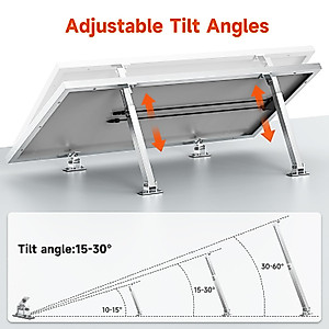 RICH SOLAR Adjustable Solar Panel Tilt Mount Brackets Support up to 300 Watt Solar Panel for Roof, RV, Boat and Any Flat Surface, for on-Grid/Off-Grid Systems