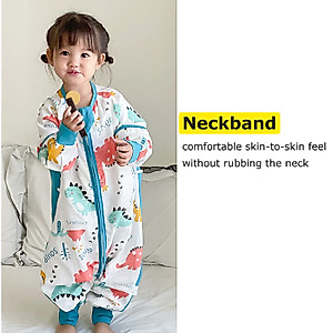 ZIGJOY Baby Sleep Sack with Legs 1.0 TOG Cotton Zipper Wearable Blanket Detachable Sleeve Toddler Sleeping Bag for Spring Autumn