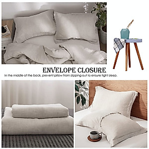 Simple&Opulence 100% Linen Duvet Cover Set 3pcs Basic Style Natural French Washed Flax Solid Color Soft Breathable Farmhouse Bedding with Button Closure - Linen, California King