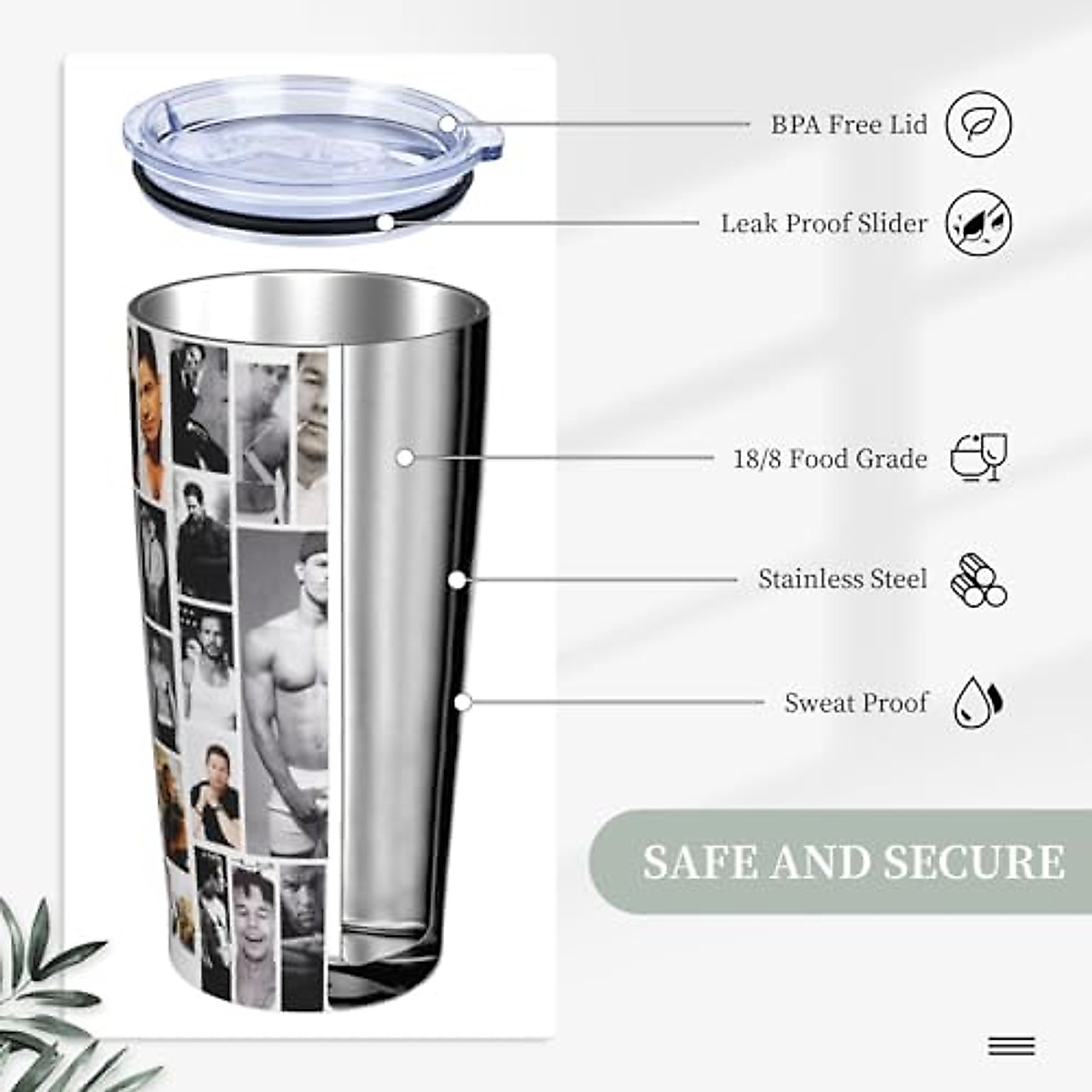 OAEWRE Mark Actors Wahlberg Stainless Steel Mug Insulated Tumbler Coffee Mugs with Lids and Straw Double Wall Vacuum Cup 20oz
