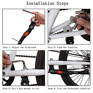 Yeipower Bike Bicycle Kickstand Adjustable-Center - Adjustable 16 18 20 22 24 26 Inch for Kids Adult Trek Mountain Bike Road Bicycle