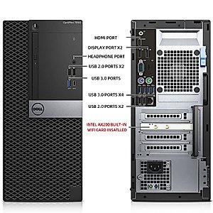 Dell OptiPlex 7050 Tower Computers,i7-6700 3.4GHz,32GB DDR4 Ram New 1TB M.2 NVMe SSD+2TB HDD,AX200 Built WiFi 6 Bluetooth 5.2,Refurbished Desktop PC,HDMI,Dual Monitor Support,Windows 10 Pro (Renewed)