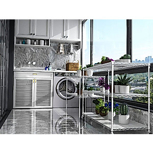 5 Tier NSF Wire Shelf Shelving Unit, 24 x 60 x 82 Inch 7500lbs Capacity Heavy Duty Adjustable Storage Metal Rack with Wheels/Leveling Feet & Shelf Liners, Ideal for Garage, Kitchen, and More - Chrome