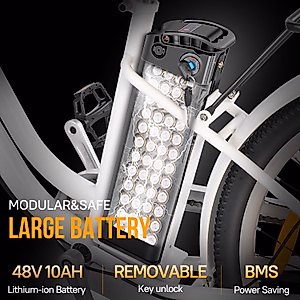 GELEISEN Electric Bike for Adults, 26" Ebikes, Peak 750W Electric Cruiser Bike with 48V 14.5Ah/11.6Ah Removable Battery, 25Mph Electric Bicycle w/ 7-Speed & Front Suspension(Fits for 5'2"-6'5")