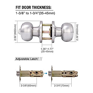 GITRANG Privacy Door Knobs Bedroom/Bathroom Doorknobs for Left and Right Opened Door with Lock Flat Ball Handle in Satin Nickel