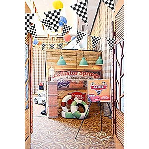 Piokio 100ft Black and White Checkered Flag Banner Racing Birthday Decorations, for Nascar Race Party Supplies