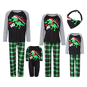 Christmas Family Pajamas Matching Set Xmas Matching Pjs Parent-Child Holiday Family Sleepwear Set Dinosaur