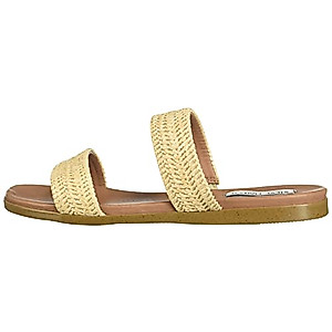 Steve Madden Women's Dual Flat Sandal, Natural Raffia, 9