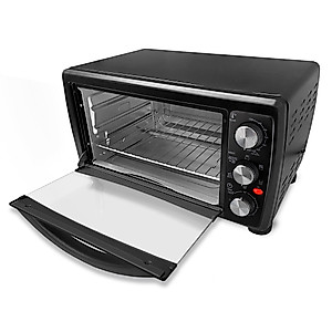 Aiwa 1400W Toaster Oven 6 Slice with Baking Tray, Air Fry Bake Toast Cook and Broil, Temperature Control, 60 Minute Timer Knob, Automatic Shutoff, Crispier Mesh Baking Tray and Crumb Tray Included