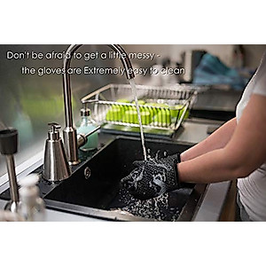 KITCHEN PERFECTION Silicone Smoker Oven Gloves -Extreme Heat Resistant BBQ Gloves -Handle Hot Food Right on Your Smoker Grill Fryer Pit|Waterproof Oven Mitts Grill Gloves |Superior Value Set+3 Bonuses