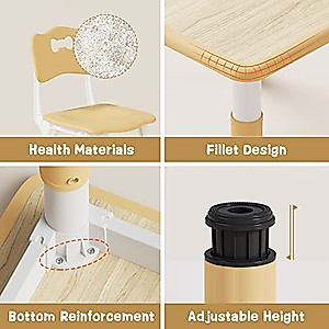 Brelley Kids Table and 4 Chairs Set, Height Adjustable Toddler Table and Chair Set, Graffiti Desktop, Classroom/Daycare/Home, Children Multi-Activity Table for Ages 2-10