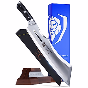 Dalstrong Heavy Duty Butcher Breaking Knife - 14 inch Cleaver Knife - Gladiator Series R - The 'Annihilator' - 7CR17MOV High Carbon Steel - Razor Sharp - G10 Handle - w/Stand & Sheath - NSF Certified