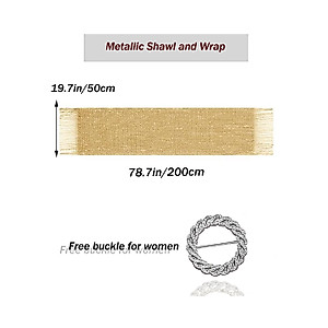 Aukmla Shawls and Wraps for Evening Dresses Party Scarf with Crystal Buckle Weddings Accessories for Bride and Bridesmaids (Gold)