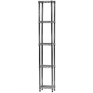 Shelving Inc. 8" d x 12" w x 72" h Chrome Wire Shelving with 5 Tier Shelves, Weight Capacity 800lbs Per Shelf